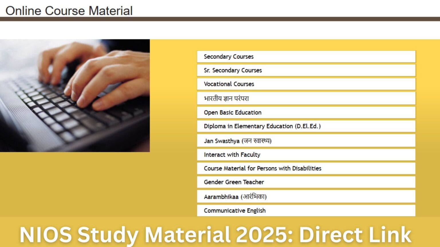 NIOS Study Material 2025 – Complete Guide to Access, Benefits, and ...